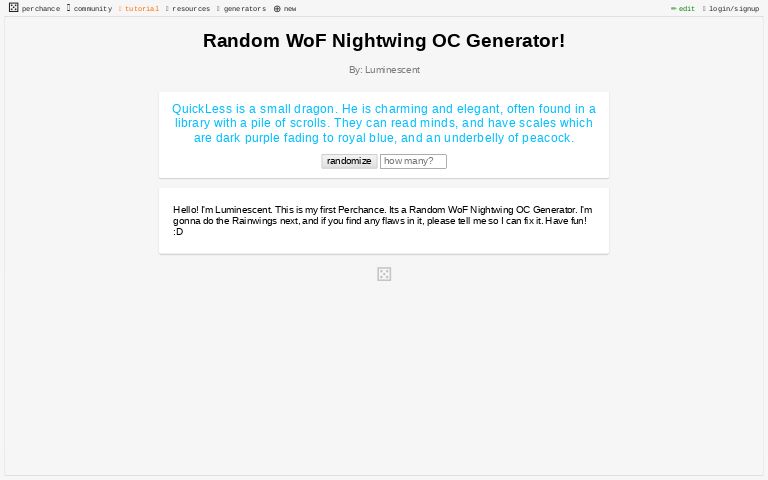 Random WoF Nightwing OC Generator!