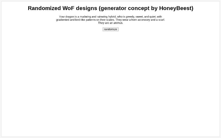 Randomized WoF designs (generator concept by HoneyBeest)