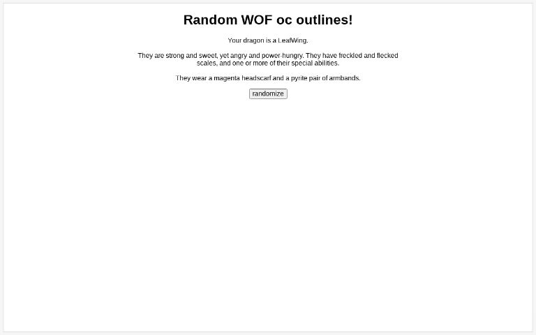 Random WOF oc outlines! ― Perchance Generator