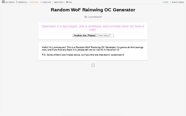 Random WoF Rainwing OC Generator