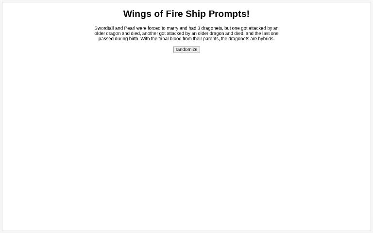 Wings of Fire Ship Prompts! ― Perchance Generator