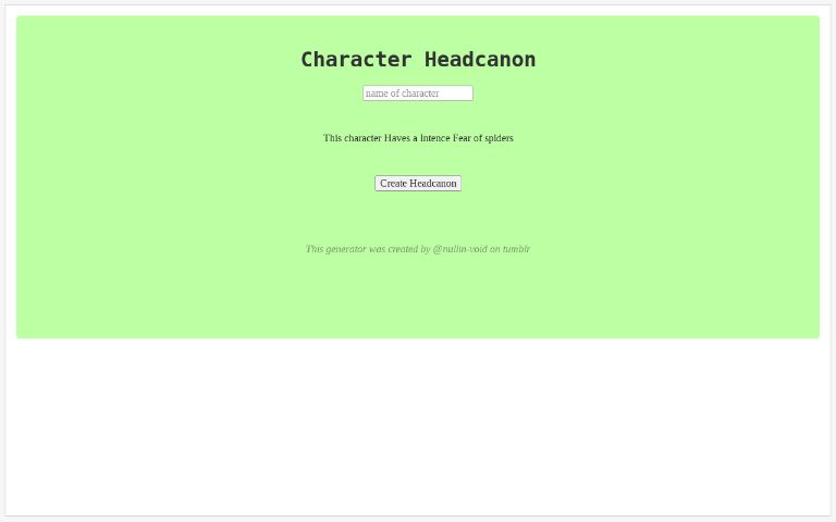 Character Headcanon ― Perchance Generator