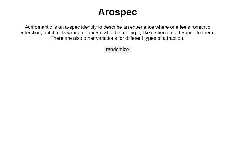 Arospec ― Perchance Generator