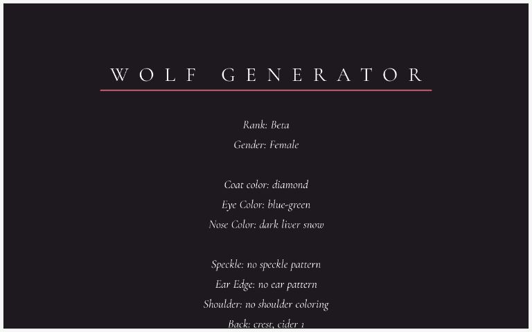 Wolf Play Wolf Generator