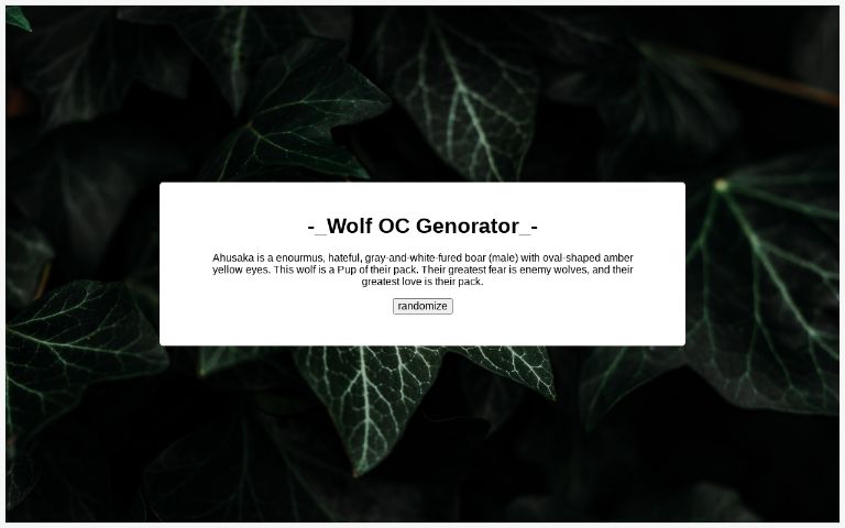 -_Wolf OC Genorator_- ― Perchance Generator