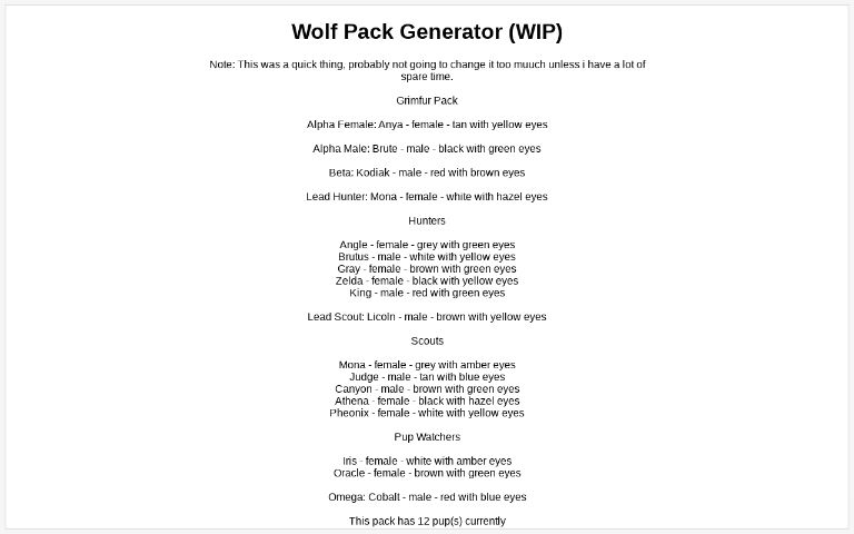 Wolf Pack Generator (WIP)