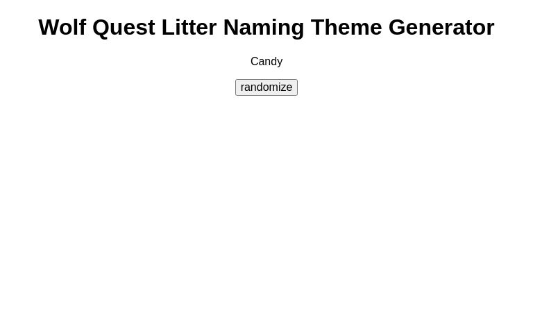Wolf Quest Litter Naming Theme Generator