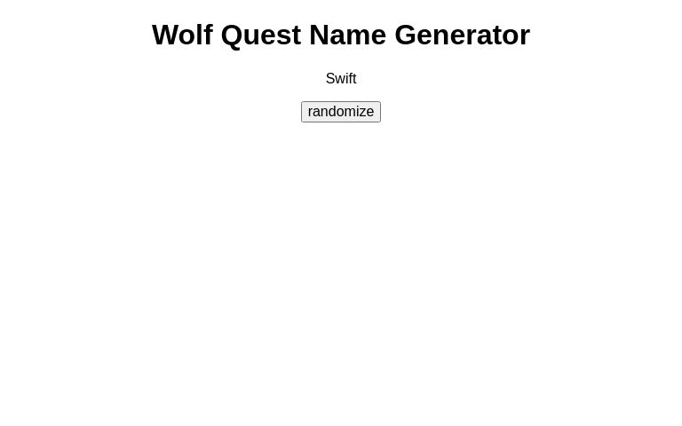 Wolf Quest Name Generator
