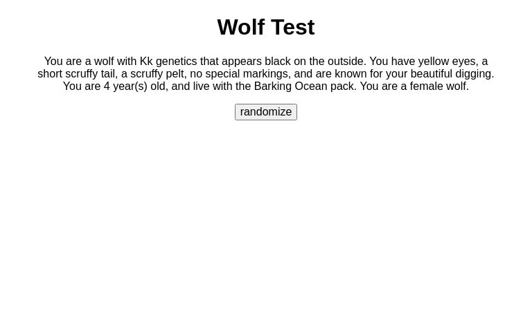 Wolf Test ― Perchance Generator
