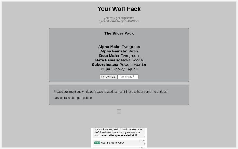 Your Wolf Pack ― Perchance Generator