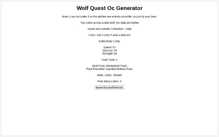 Wolf Quest Oc Generator