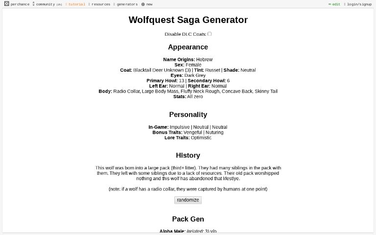 Wolfquest Saga Generator