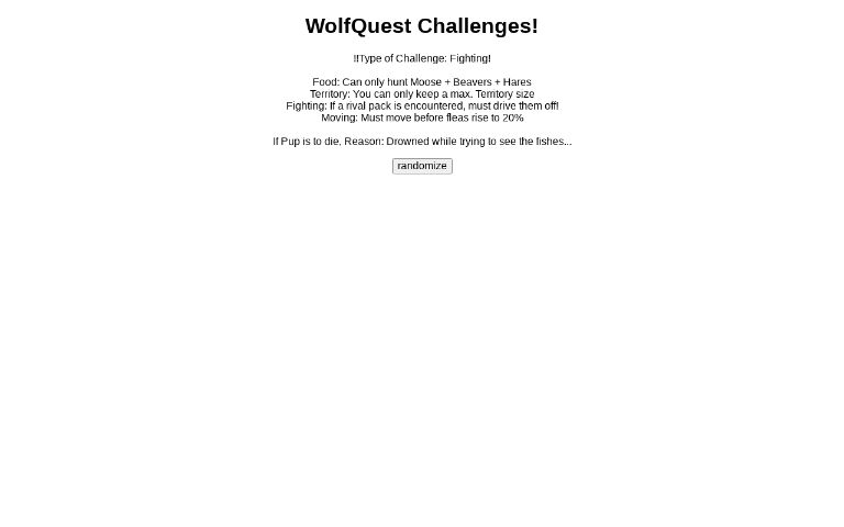 WolfQuest Challenges! ― Perchance Generator