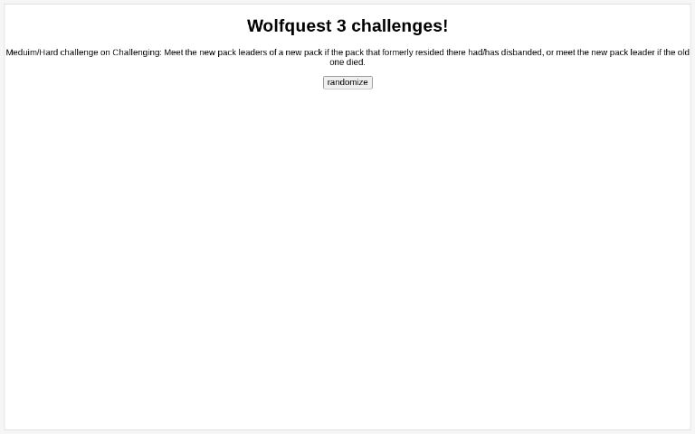 Wolfquest 3 challenges! ― Perchance Generator