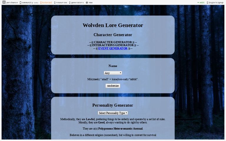 Wolvden Lore Generator