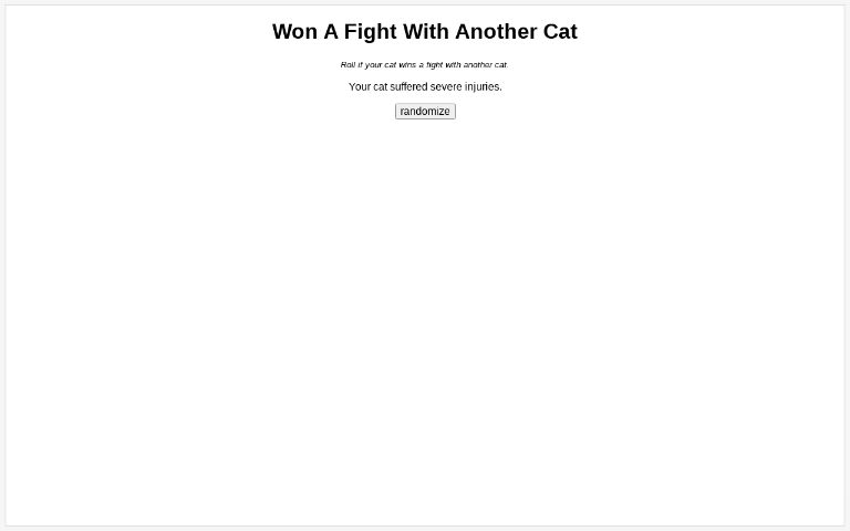 Won A Fight With Another Cat ― Perchance Generator