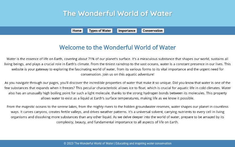 The Wonderful World of Water ― Perchance Generator