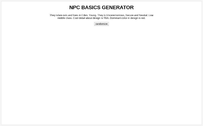 NPC BASICS GENERATOR