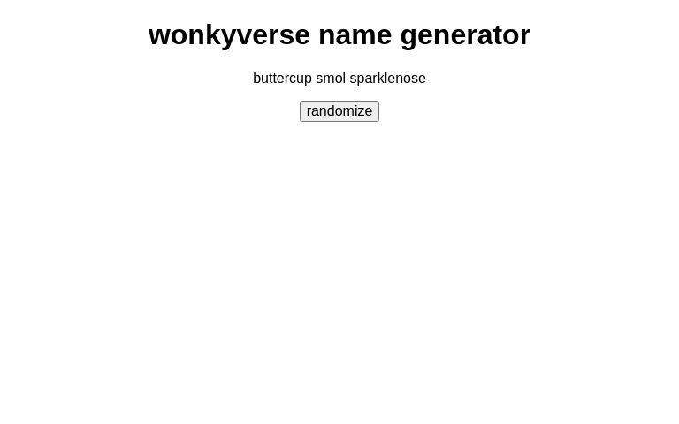 wonkyverse name generator