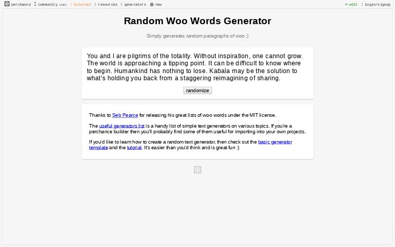 Random Woo Words Generator