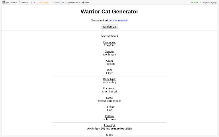 Warrior Cat Generator
