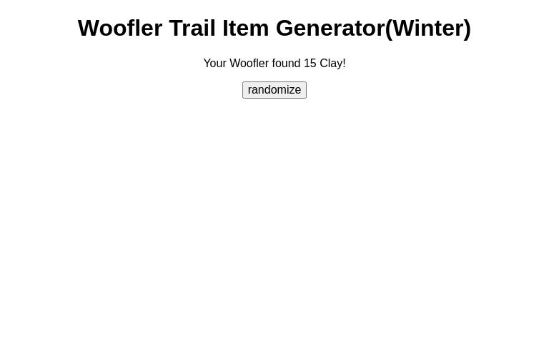 Woofler Trail Item Generator(Winter)