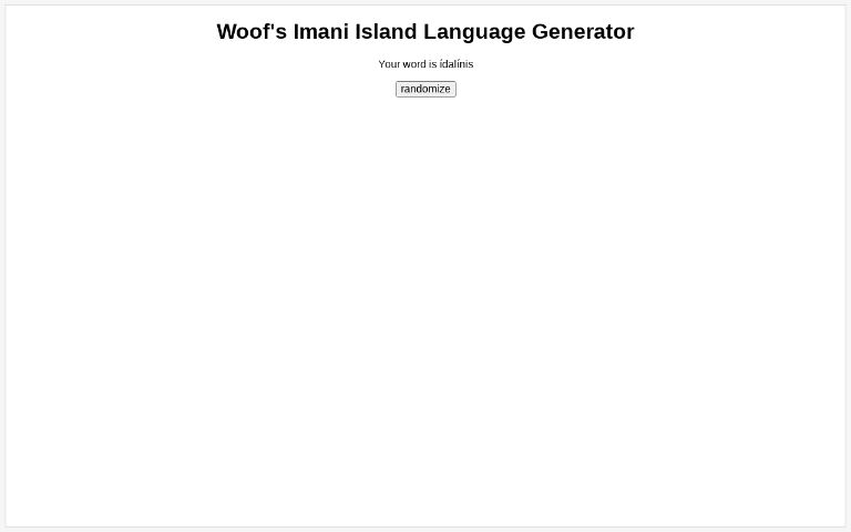 Woof's Imani Island Language Generator