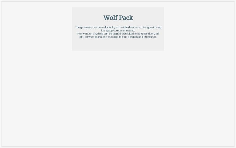 Wolf Pack ― Perchance Generator