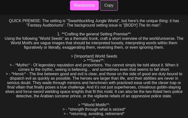 Wooza Worldgen ― Perchance Generator