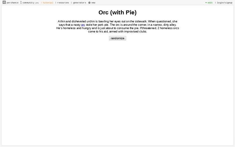 Orc (with Pie) ― Perchance Generator