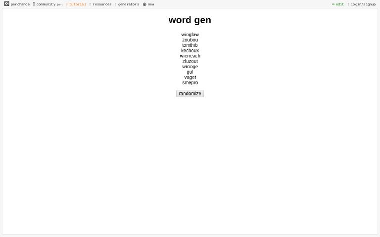 word gen ― Perchance Generator