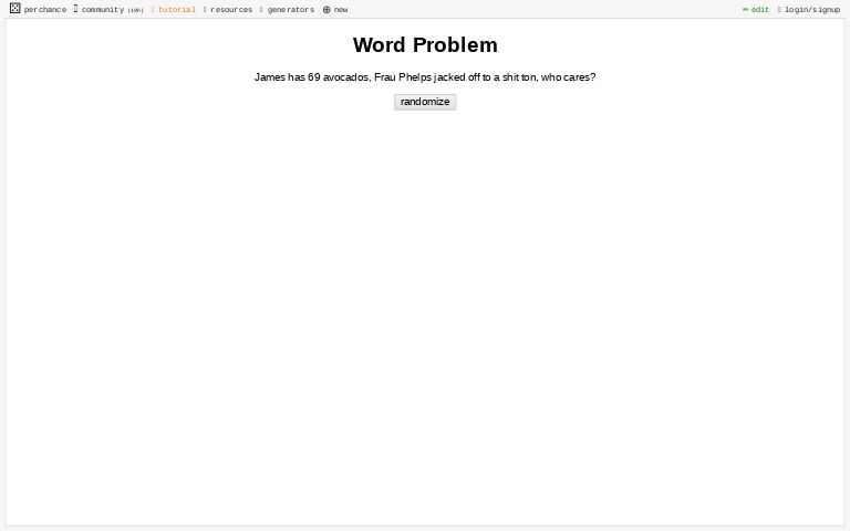Word Problem ― Perchance Generator