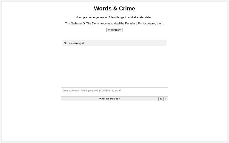 Words & Crime ― Perchance Generator