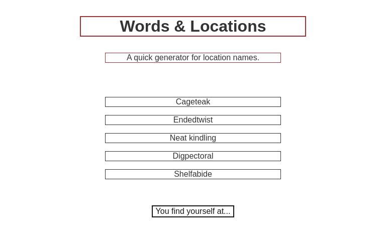 Words & Locations ― Perchance Generator