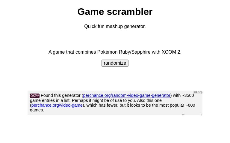 Game scrambler ― Perchance Generator