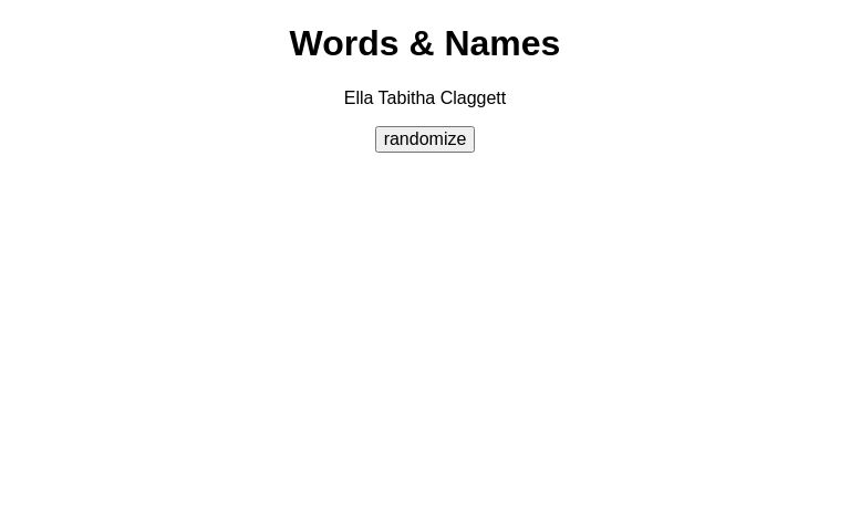 Words & Names ― Perchance Generator