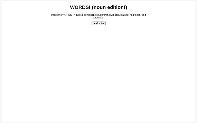 WORDS! (noun edition!) ― Perchance Generator