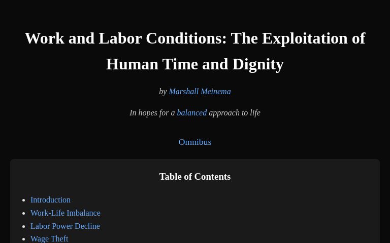 Work and Labor Conditions: The Exploitation of Human Time and Dignity ― Perchance Generator