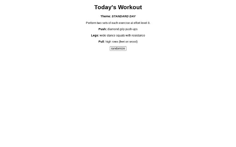 Today's Workout ― Perchance Generator