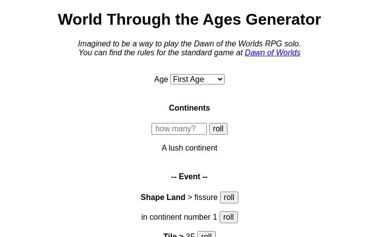 World Through the Ages Generator
