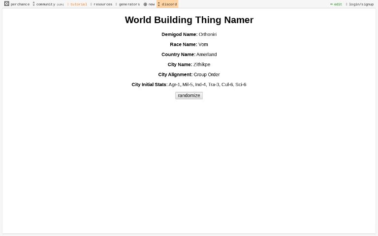 World Building Thing Namer ― Perchance Generator
