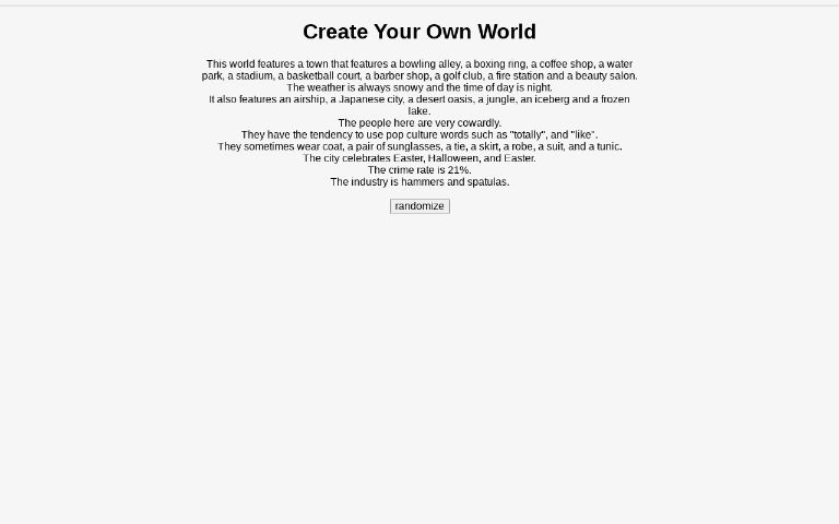 Create Your Own World ― Perchance Generator