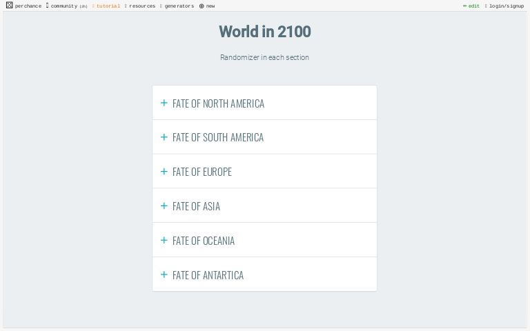 World in 2100 ― Perchance Generator