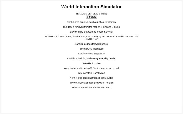World Interaction Simulator old ― Perchance Generator