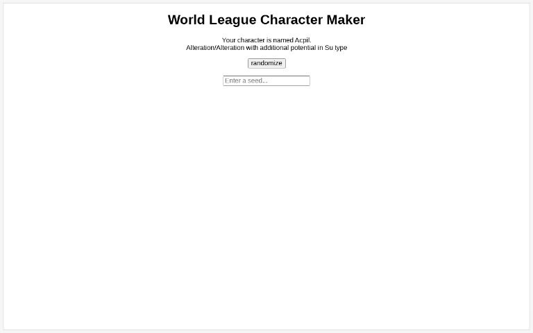 World League Character Maker ― Perchance Generator