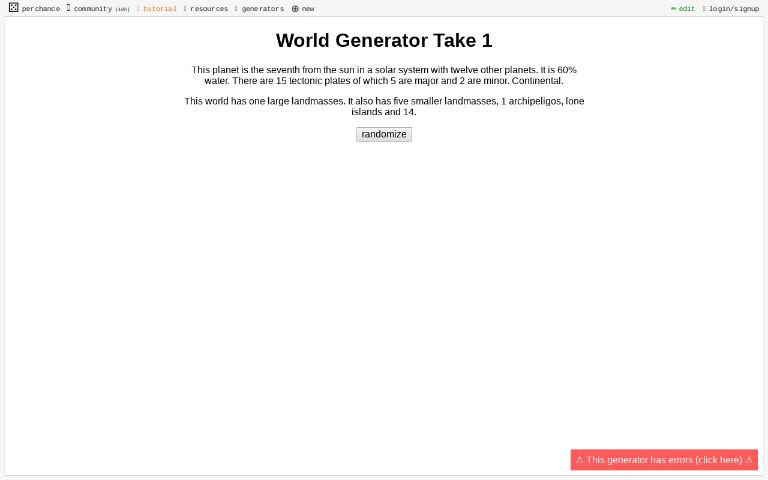 World Generator Take 1