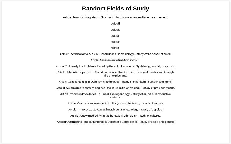 Random Fields of Study ― Perchance Generator