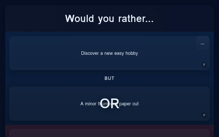 Would you rather... ― Perchance Generator