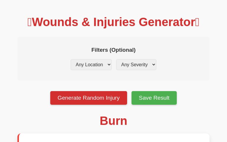 🩸Wounds & Injuries Generator🦴