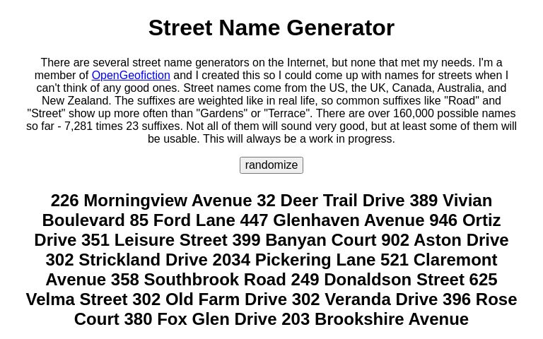 Street Name Generator